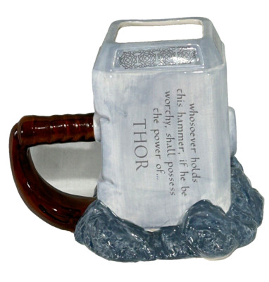 The Avengers Marvel Thor Mug Cup Hammer Mjolnir Ceramic Sculpted Gray ...