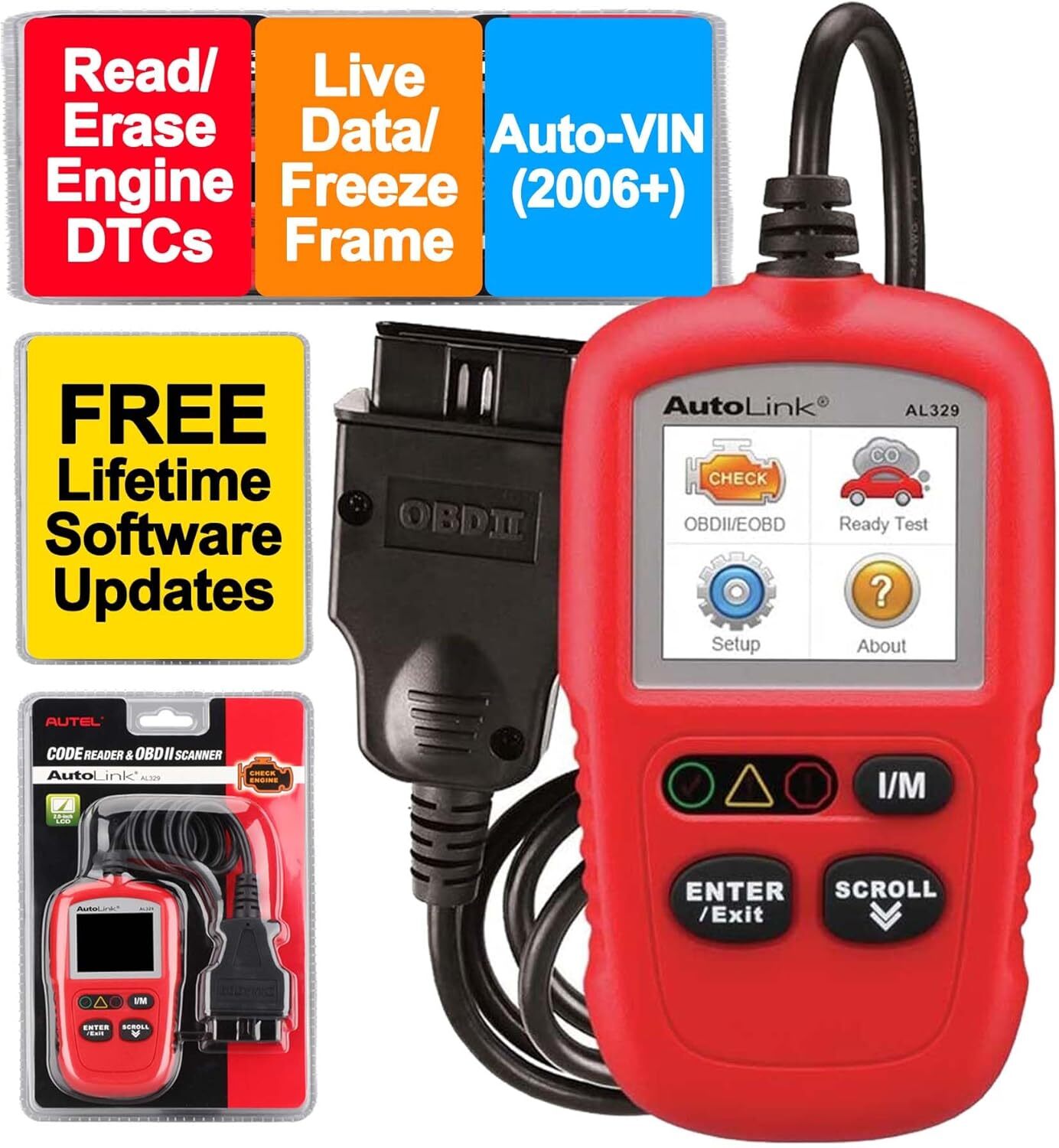 New Autel Autolink AL329 OBD2 OBDII Auto Car Code Reader Diagnostic ...