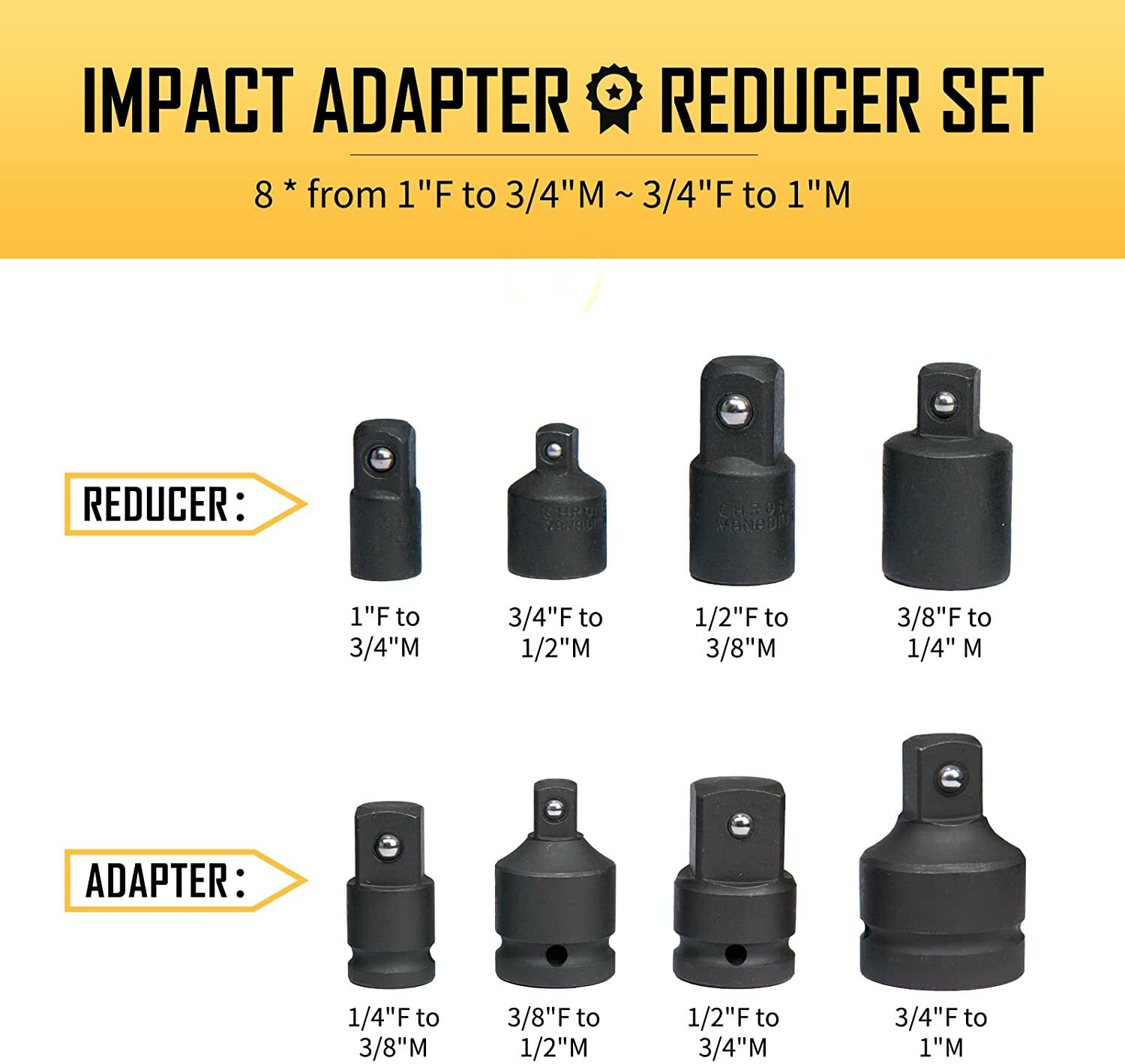 Impact Socket Adaptor Set Ratchet Drive Increaser Reducer Convertor ...