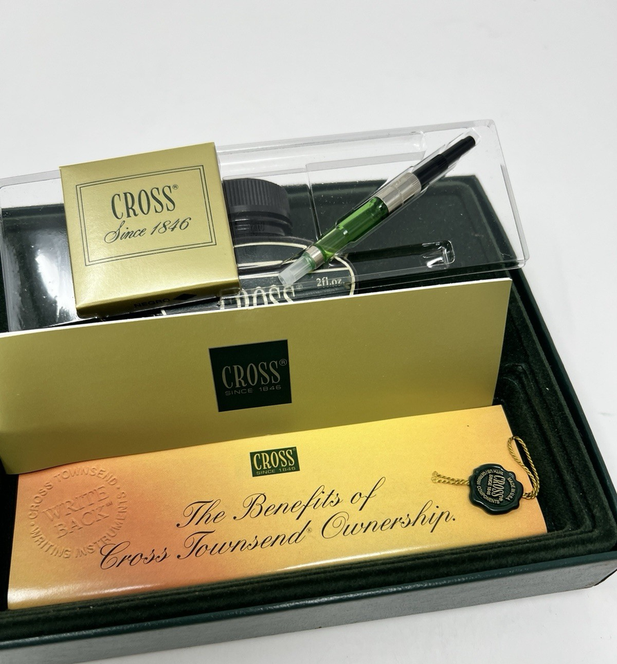CROSS TOWNSEND MARBLED GREEN Convertible FOUNTAIN PEN Set Ink Roller ...