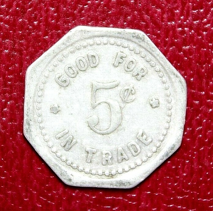 Toledo Oregon Al's Place Good for 5c Trade Aluminum 25mm Octagon Token ...