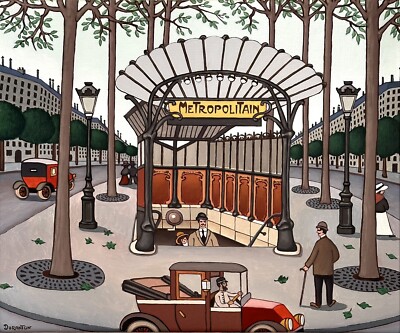 Andre Duranton painting Paris Metro Metropolitain Hector Guimard ...