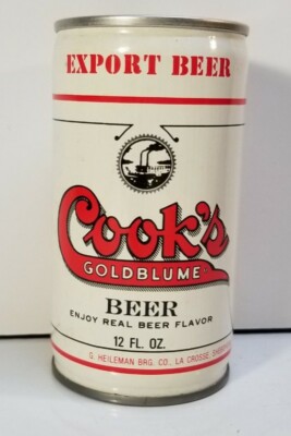 Cooks Cook's Goldblume Export Beer steel can - G Heileman - notice can ...