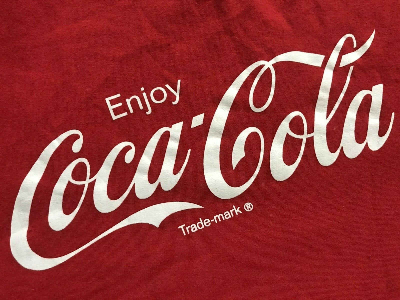 Coca Cola Soda Pop Spell Out Logo Pullover Crewneck S… - Gem
