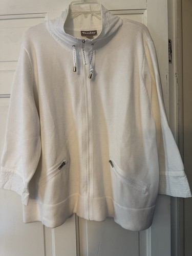 TanJay 3/4 Sleeve White Zip Up Cardigan Size 3x | eBay