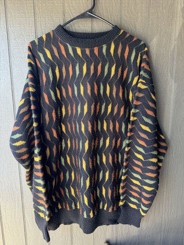 Vintage 90s Alan Stuart Multi Color Grandpa Sweater COSBY COOGI Style ...