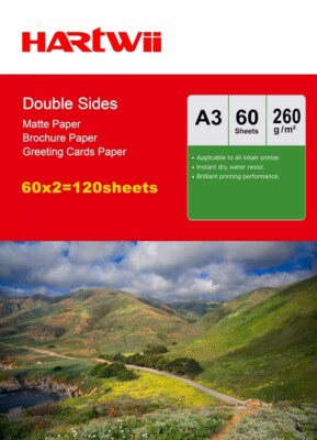 120 Sheets A3 Both Side Matte Matt Photo Paper 260Gsm Inkjet Paper ...