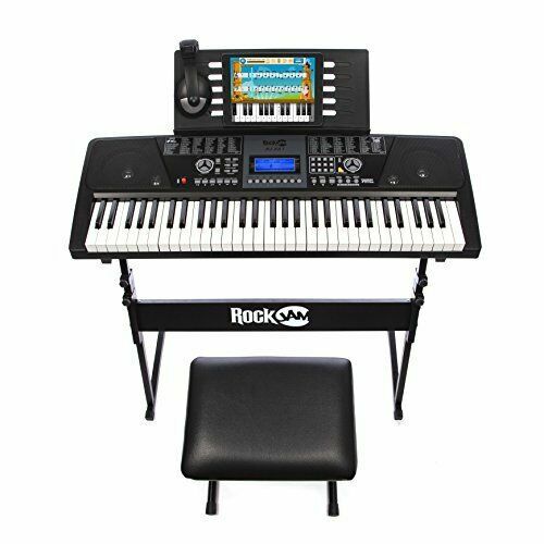 RockJam RJ661-SK 61-Key Electronic Keyboard Piano SuperKit with Stand ...