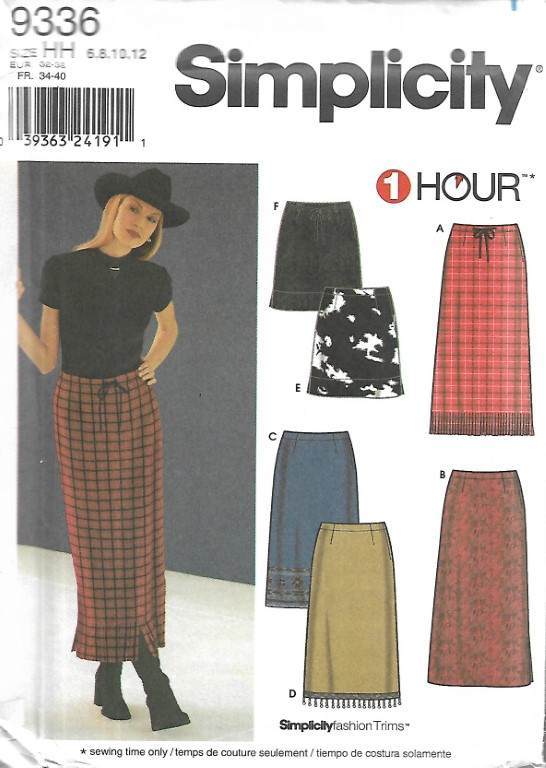Simplicity 1 Hour Pattern 9336 Misses Relaxed Fit Skirt Size 6-12 Uncut ...