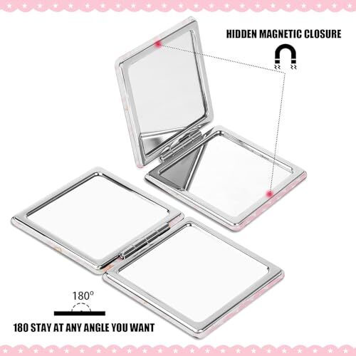 Pink Compact Mirror,Travel Compact Mirror Cartoon Cat Rectangle Mirror ...