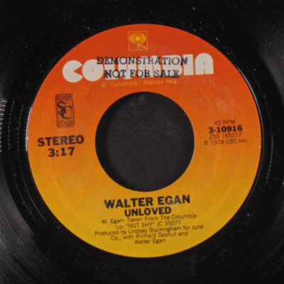 WALTER EGAN: unloved / make it alone Columbia 7" Single 45 RPM | eBay