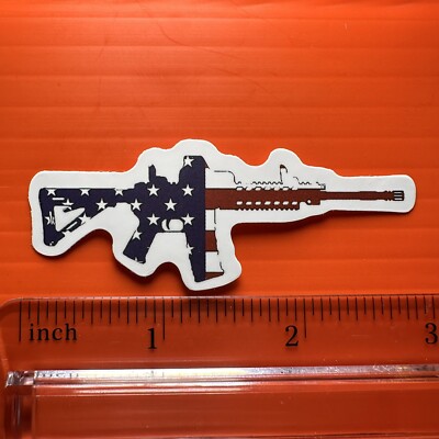 AR 15 Rifle Gun Firearm With Scope- American Flag Sticker | eBay