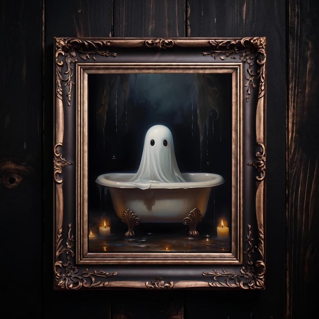 Cute Ghost in Bathtub Photograph Print, Gothic Halloween Decor Wall art ...