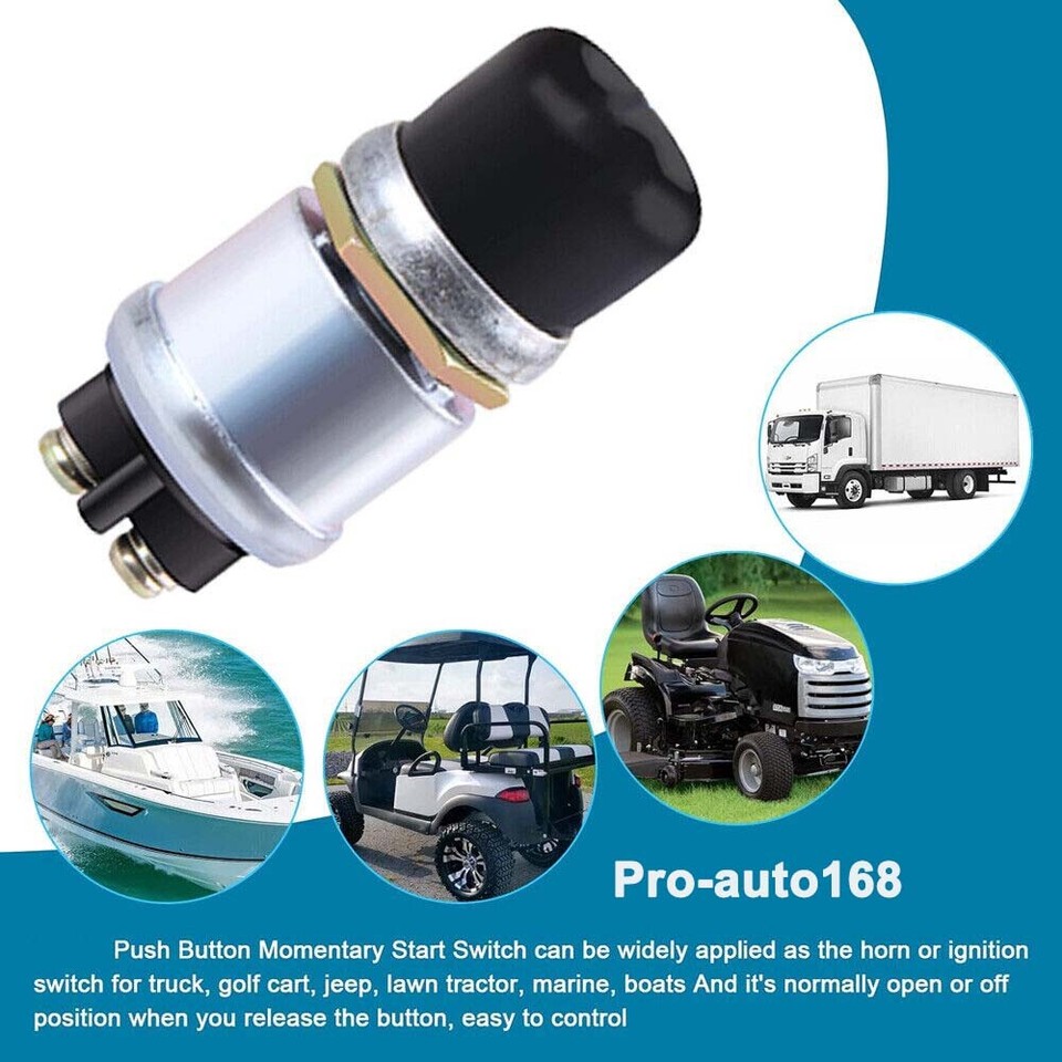 2PC 12V Heavy-Duty Start Momentary Push-Button Starter Switch For Car ...