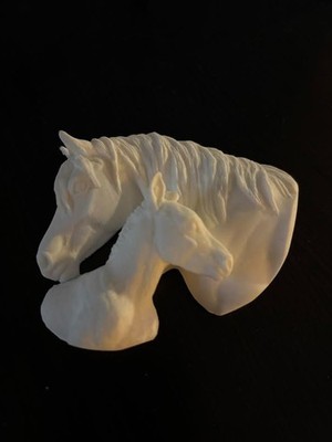 Artist model horse resin medallion SNEAKERS & SOCKS mare and foal ...