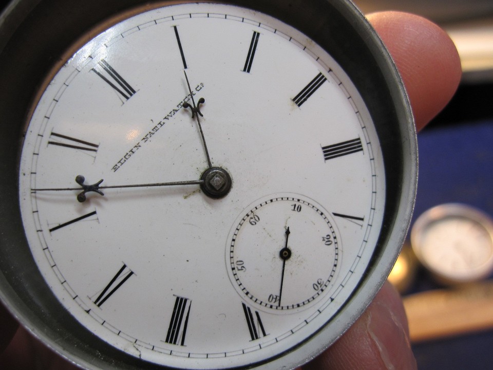 18s Elgin key wind pocket watch movement w good staff | eBay
