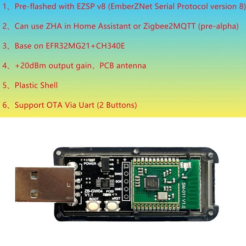 3.0 Silicon Labs EFR32MG21 Universal Open Source Hub Gateway USB Dongle ...