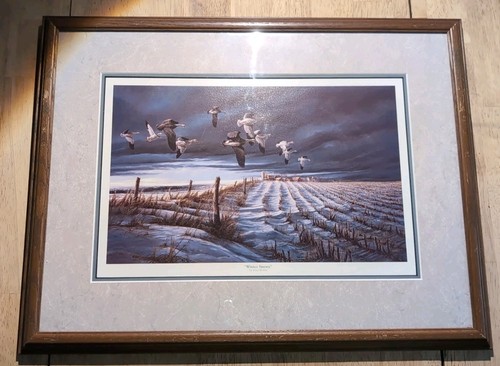 Terry Redlin "Winter Snows" Snow Geese Print, framed at 22" x 17" | eBay