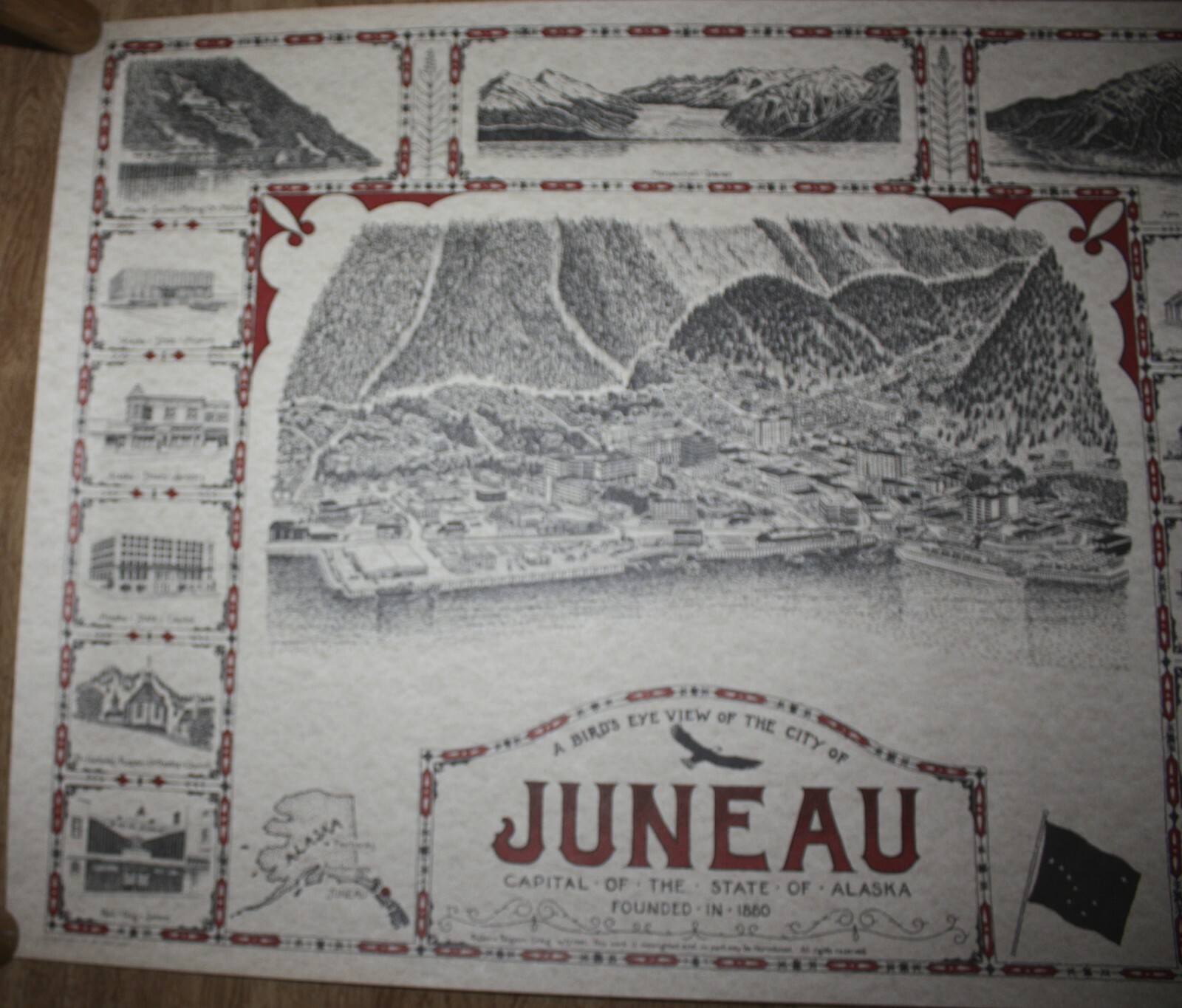 Vintage Juneau Alaska A Bird's Eye View of the City Poster | eBay