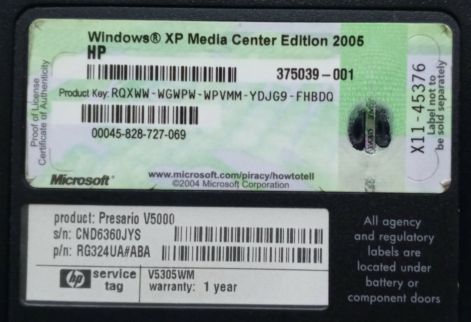 Compaq Presario V5000 Laptop Computer Used Not Checked Parts Repair 15 ...