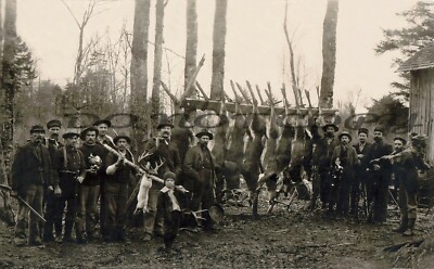 Antique Repro Photo Deer Hunting New York Adirondacks Hunters Camp ...