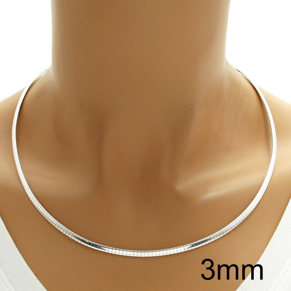 925 Sterling Silver Elegant Omega Chain Necklace - All Widths and ...