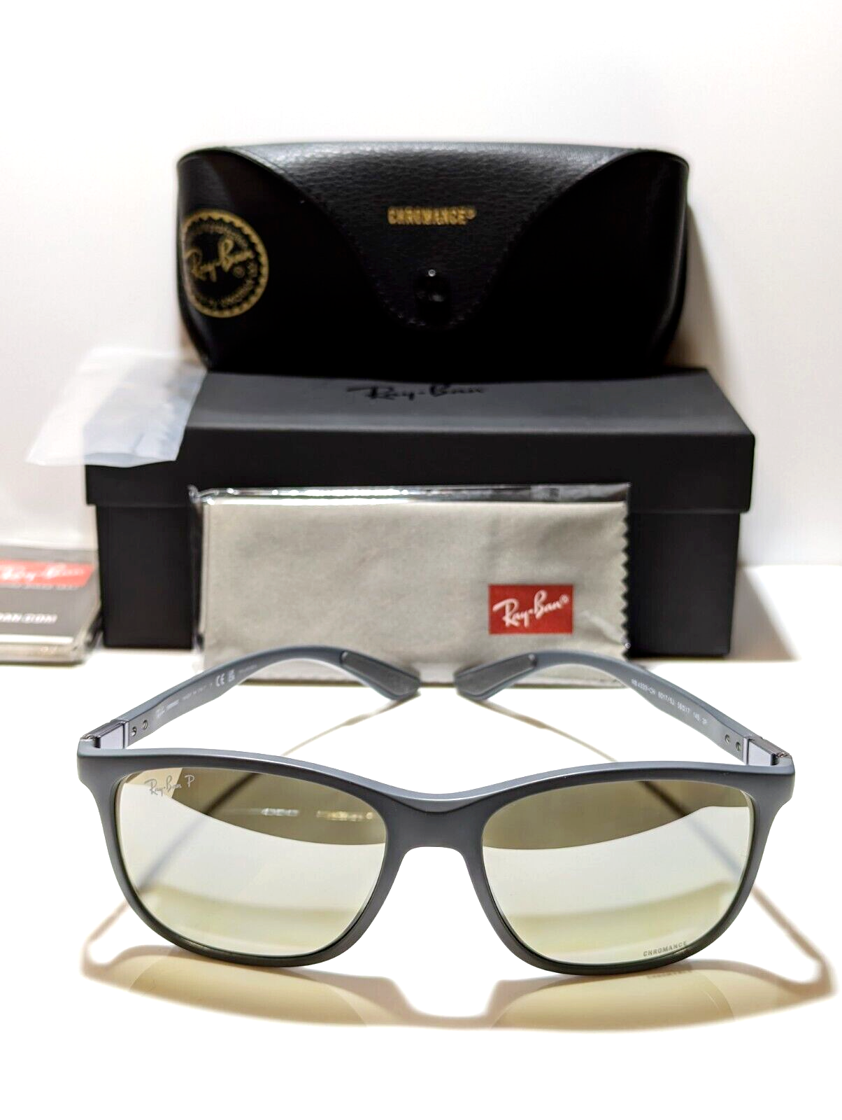 NEW Ray-Ban Chromance Unisex Sand Gray/Silver Mirrored Polarized ...