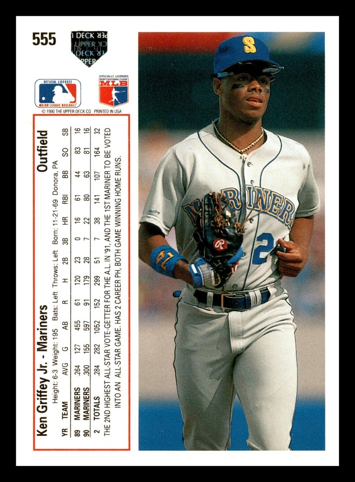 Ken Griffey Jr. HOF 1991 Upper Deck #555b Seattle Mariners Flaws EX | eBay