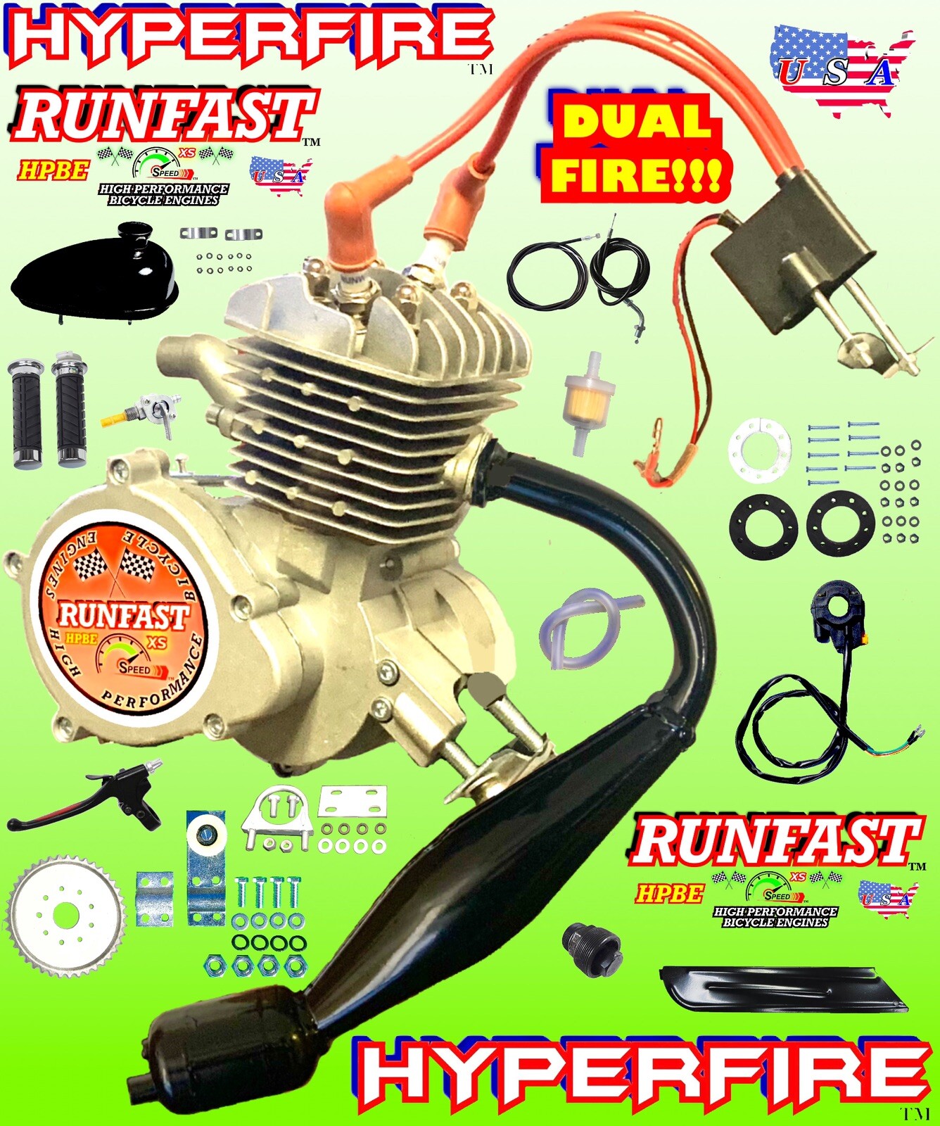 Full Set 80cc Bike Bicycle Motorized 2 Stroke Petrol Gas Motor Engine ...