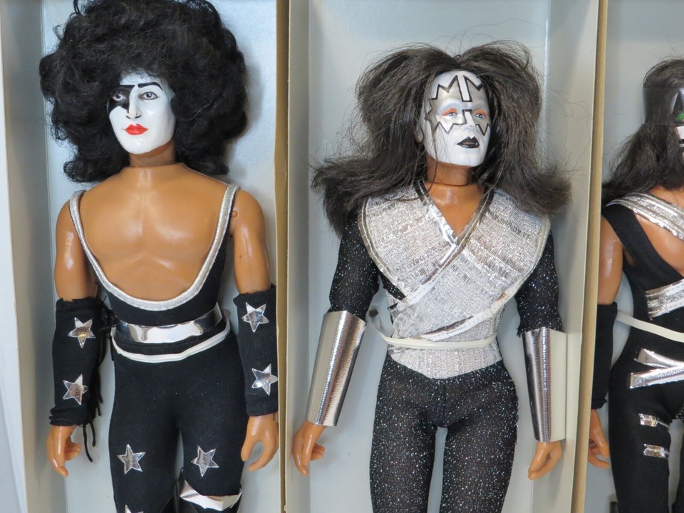 KISS MEGO DOLL ACTION FIGURES SET OF 4 IN BOXES 1977 AUCOIN MUSCULAR ...