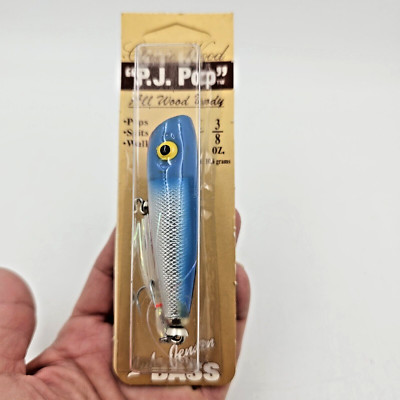 Vtg Luhr Jensen 3/8oz PJ Pop Topwater Wood Surface Lure Silver Foil ...