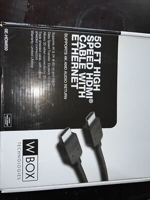 W BOX Technologies 0E-HDMI50 50FT High Speed HDMI Cable with Ethernet ...