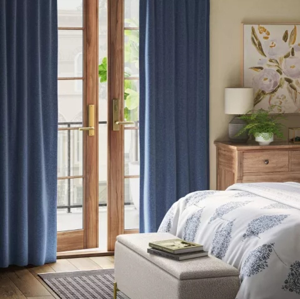 1 Aruba Window Curtain Panel Blue Denim Blackout - 50"x84" - Threshold ...