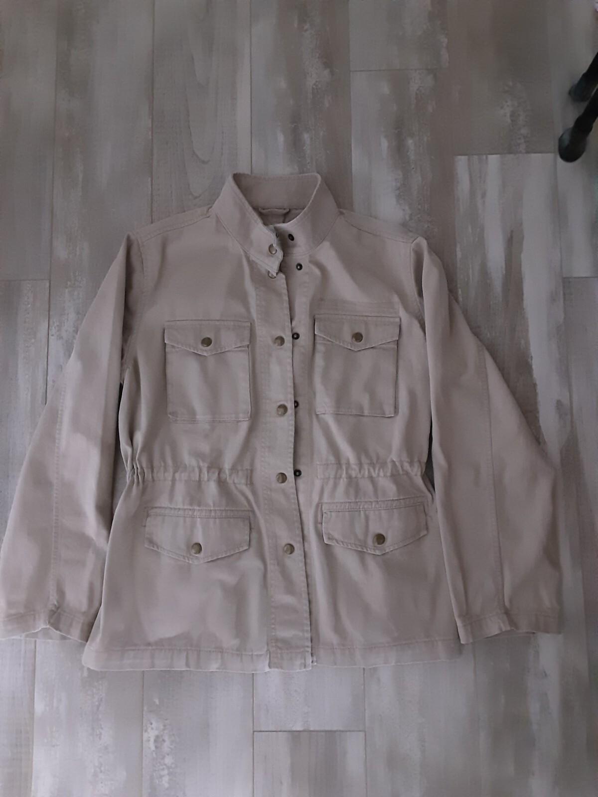 Gap Tan Beige Coat Rain Jacket sinch drawstring waist - Gem