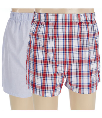 ROUNDTREE & YORKE 2 Pack Pair Red & Gray Full Cut Boxers Underwear Size ...