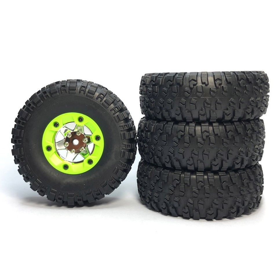 4pcs Black Rubber Tire Tyres with Wheel Rims for WLtoys 12428 1/12 RC ...