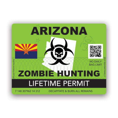 Zombie Arizona State Hunting Permit Sticker Decal - Weatherproof - az ...