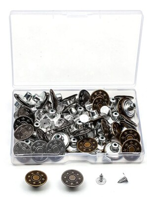 Baoludz 50 Sets Jeans Buttons Metal Button Snap Buttons Replacement Kit ...
