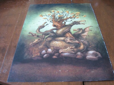 Vintage Art Print - HERA's Golden Apple Tree w DRAGONS DRAGON Guard ...