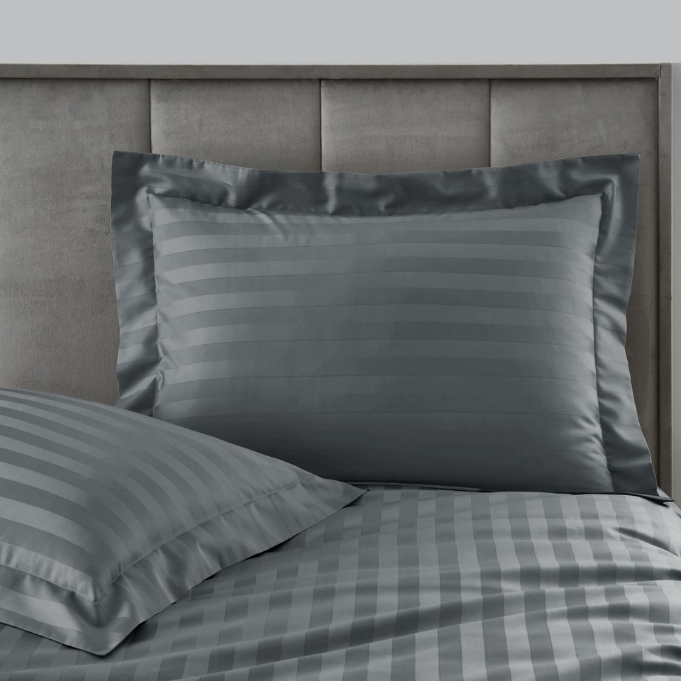 Luxury Duvet Cover Satin Stripe Bedding Set Single Double King Size ...