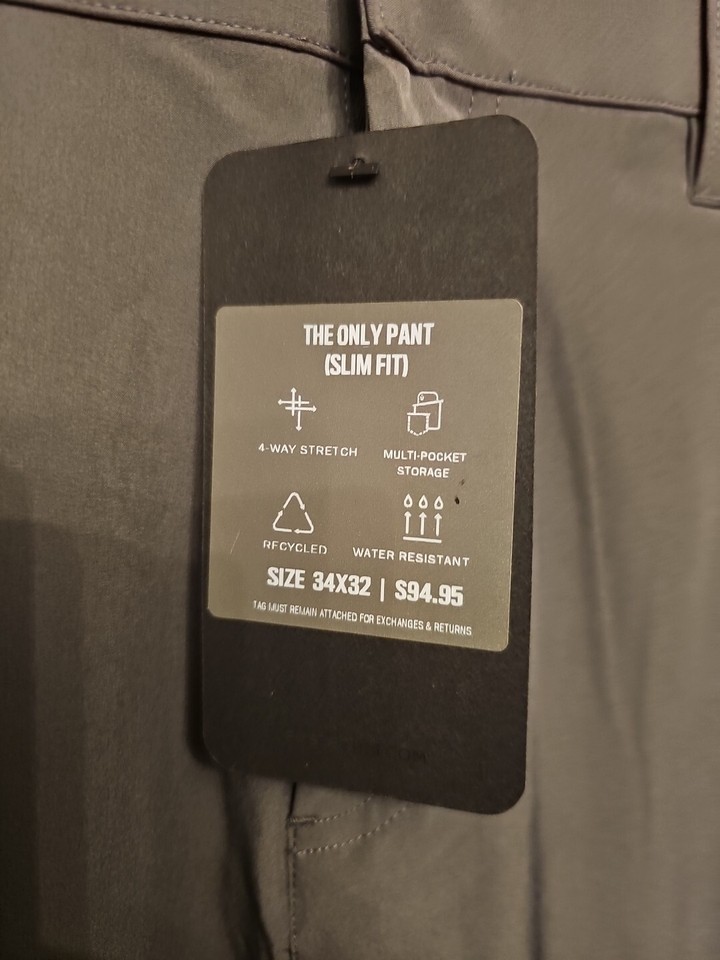 Fabletics Pants Mens 34x32 Black The Only Pant Performance Chino Golf ...