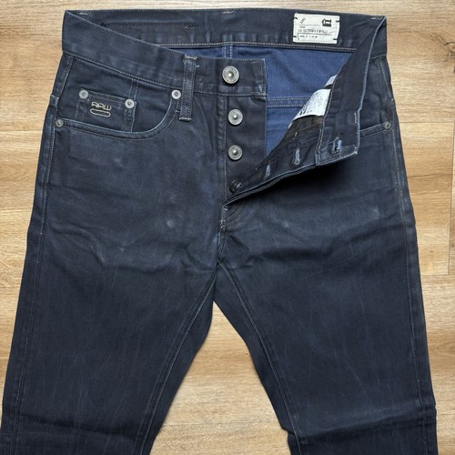 G Star RAW Jeans Men 28x29 Dark Indigo 3301 Slim Fit Cotton Button Fly ...