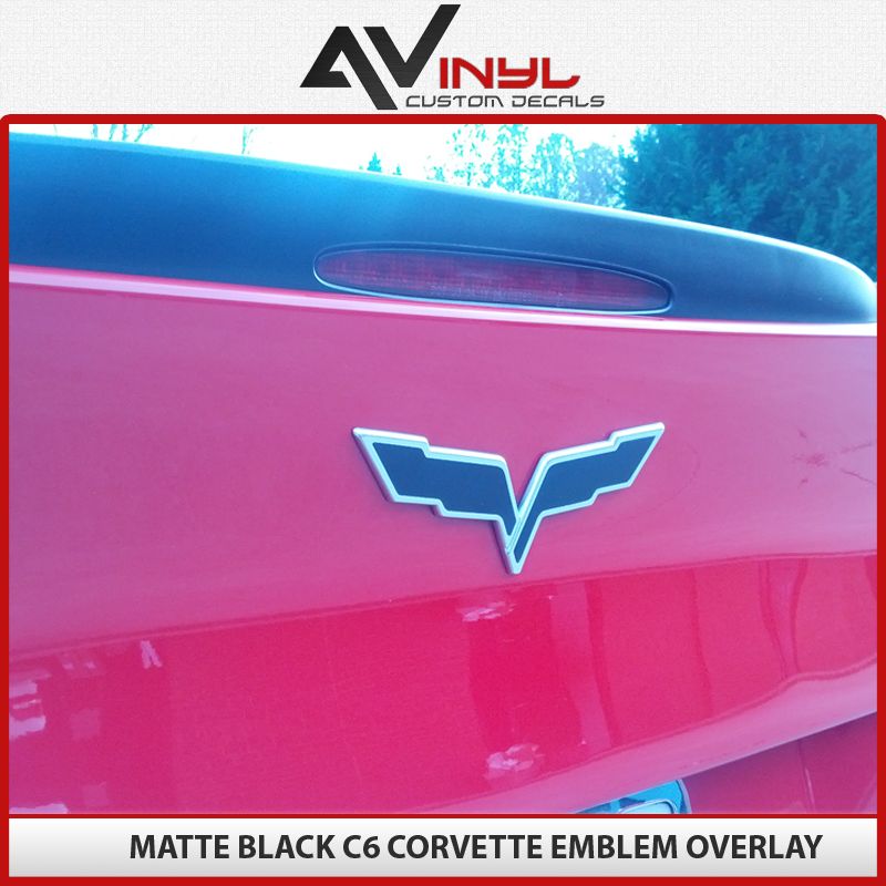 C6 Corvette Emblem Overlay Solid Matte Black Flag Free Shipping! | eBay
