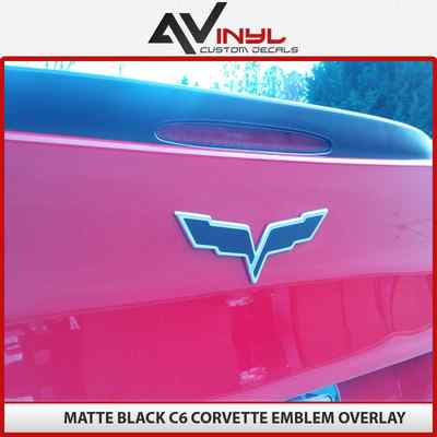 Corvette Emblem Overlay C6 Solid Matte Black Flag Free Shipping! Chevy ...