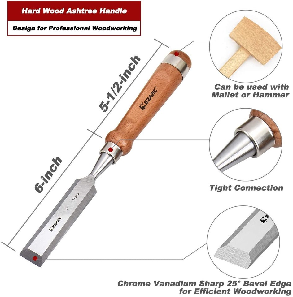 6pcs Wood Chisel Set, Woodworking, Premium Case, Craftsman Gift ...
