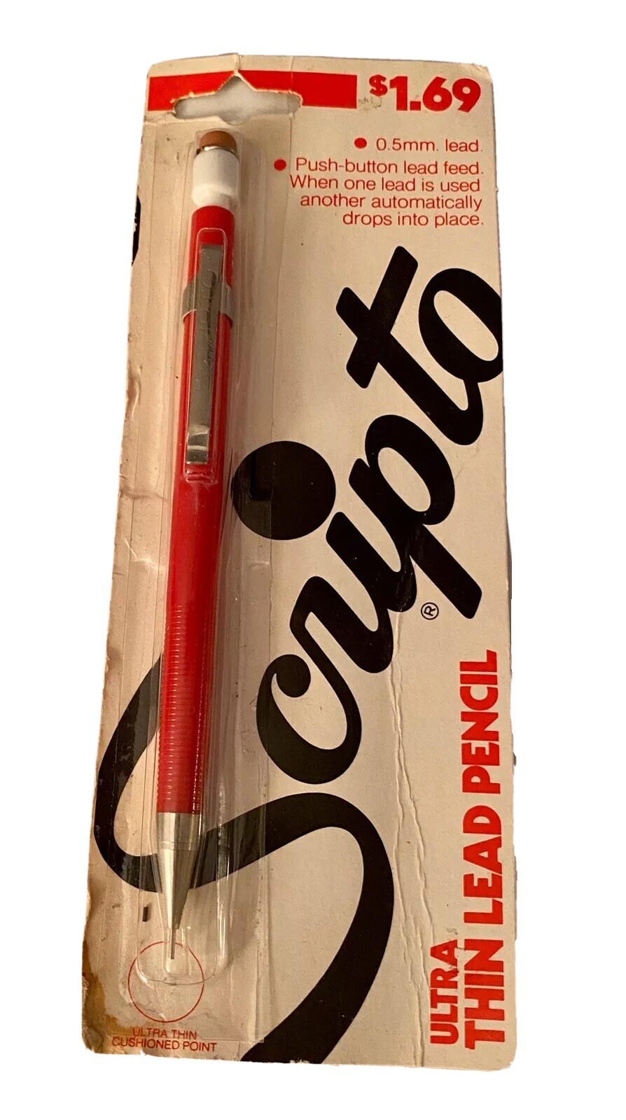 VINTAGE SCRIPTO ULTRA THIN LEAD MECHANICAL PENCIL RED NO. P209 | eBay