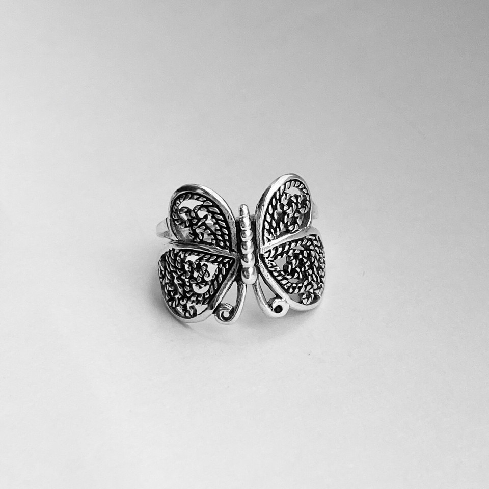 Sterling Sterling Filigree Butterfly Ring, Silver Rings, Bug ...