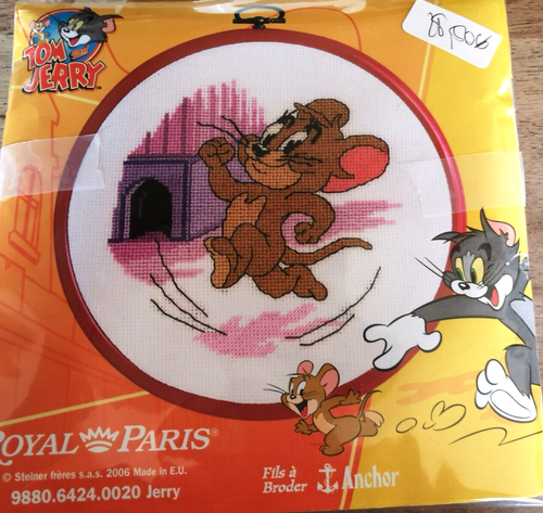 N°369 KIT BRODERIE PT DE CROIX COMPTE CREATION MEDAILLON TOM & JERRY 22 ...