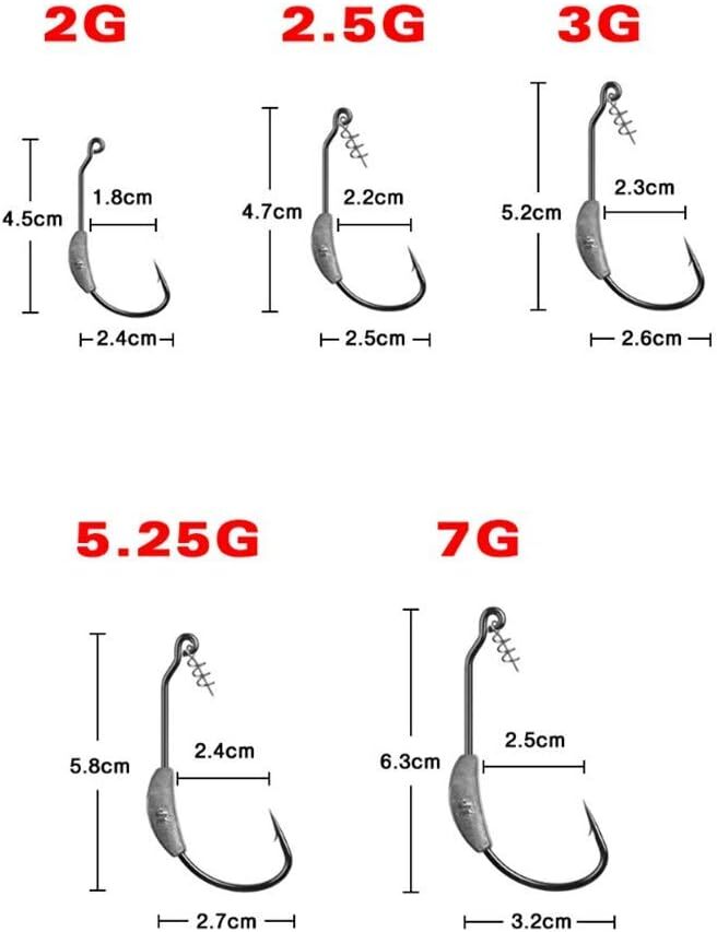 25xFishing Tool Weighted Superline Worm Hooks Jig Twistlock Chrome ...