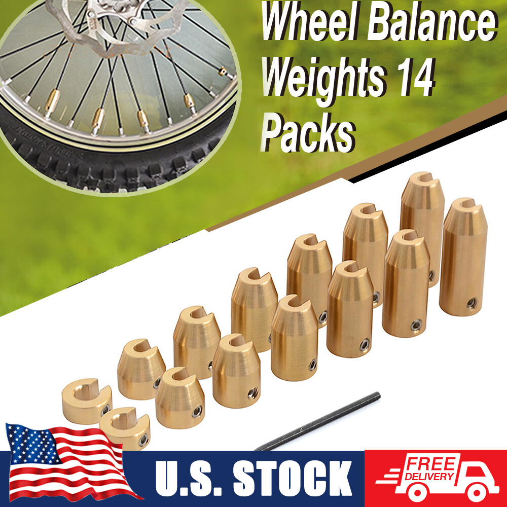 PACKED 14 REUSABLE WHEEL SPOKE BALANCE WEIGHTS SET BRASS WITH ALLEN ...